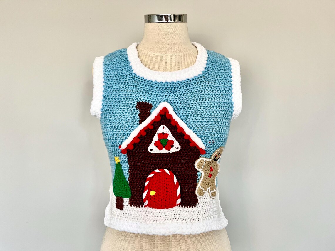 Crochet Christmas Vest, Handknit Vest, Cozy Holiday Waistcoat, HAND ...