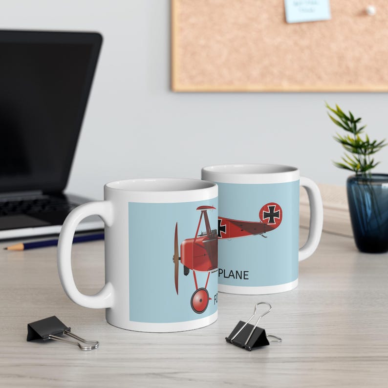 Red Fokker Triplane WWI Fighter Aircraft Mug, Vintage Aviation Coffee ...