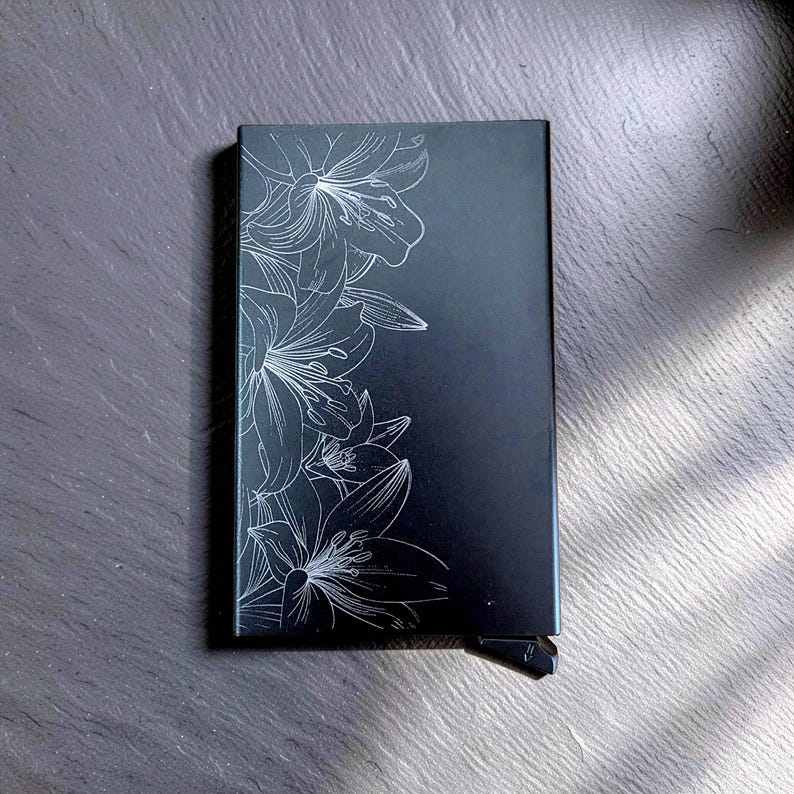 Personalised Slim Pop-up Card Wallet | Own Design Custom Engraved ...