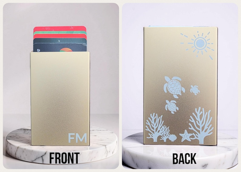 Personalised Slim Pop-up Card Wallet | Own Design Custom Engraved ...