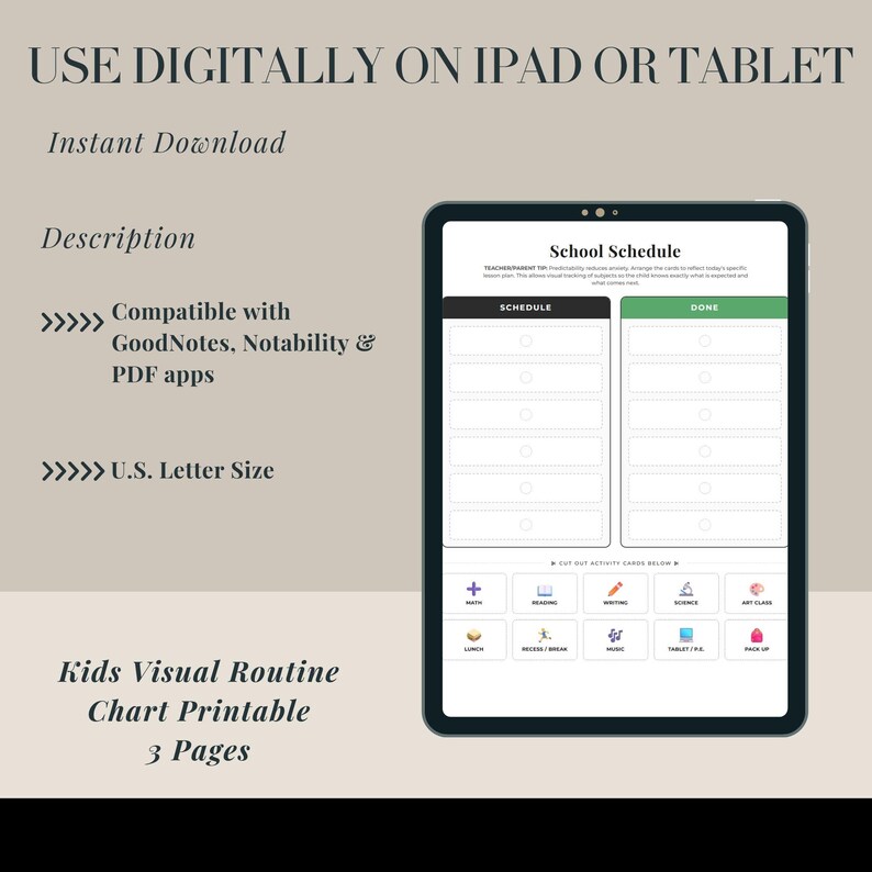 Kids Visual Routine Chart Printable, Cut Out Velcro Card System PDF ...