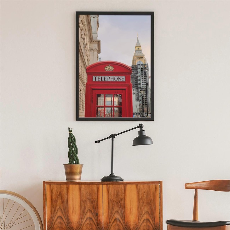 London Vintage Telephone Box Photo Print Red Phone Booth Wall Art ...