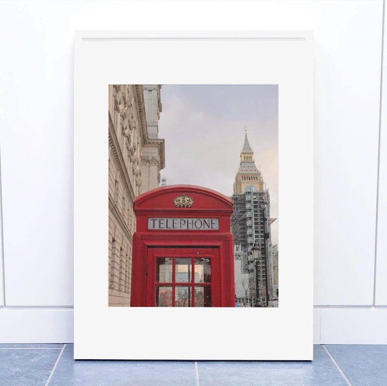 London Vintage Telephone Box Photo Print Red Phone Booth Wall Art ...