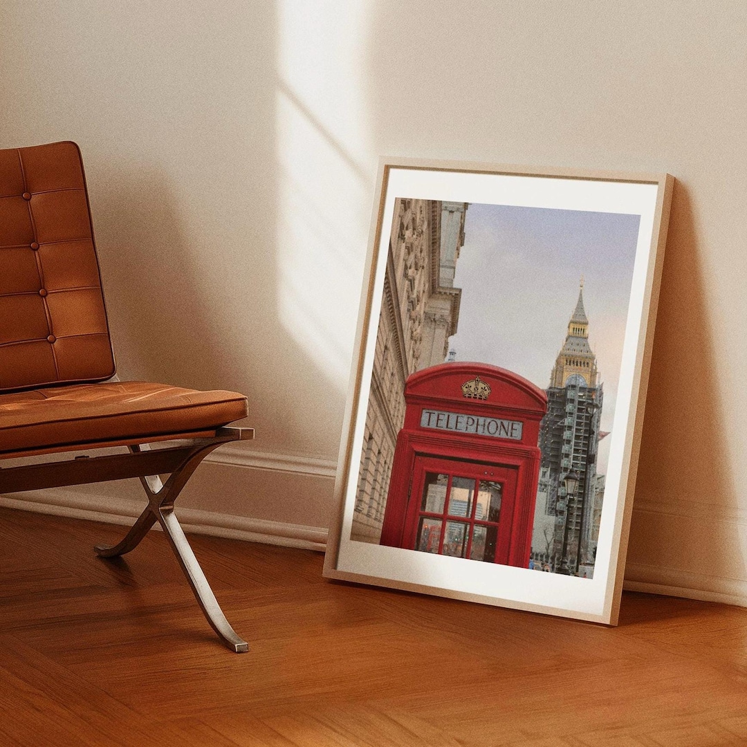 London Vintage Telephone Box Photo Print Red Phone Booth Wall Art ...