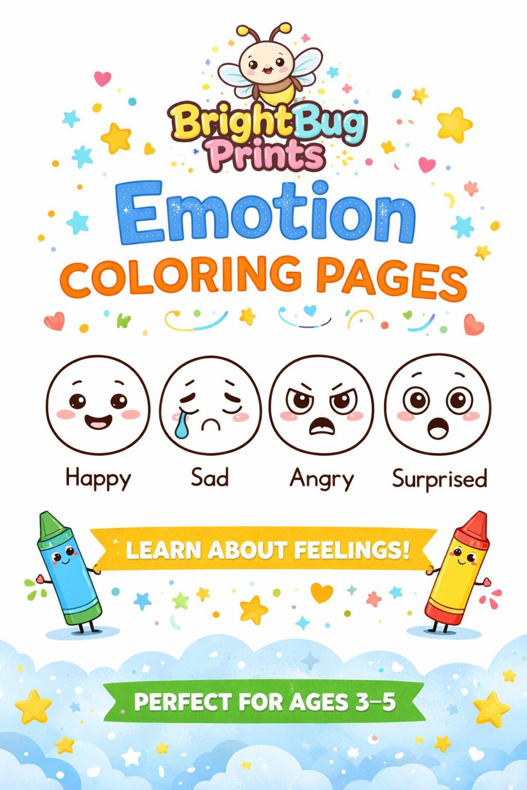 Feelings Coloring Pages for Kids | Emotions Coloring Book | Social ...