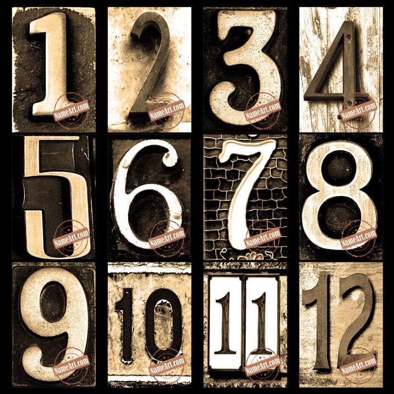 Number Photos Digital Download Printables for DIY Custom Date Wall Art ...