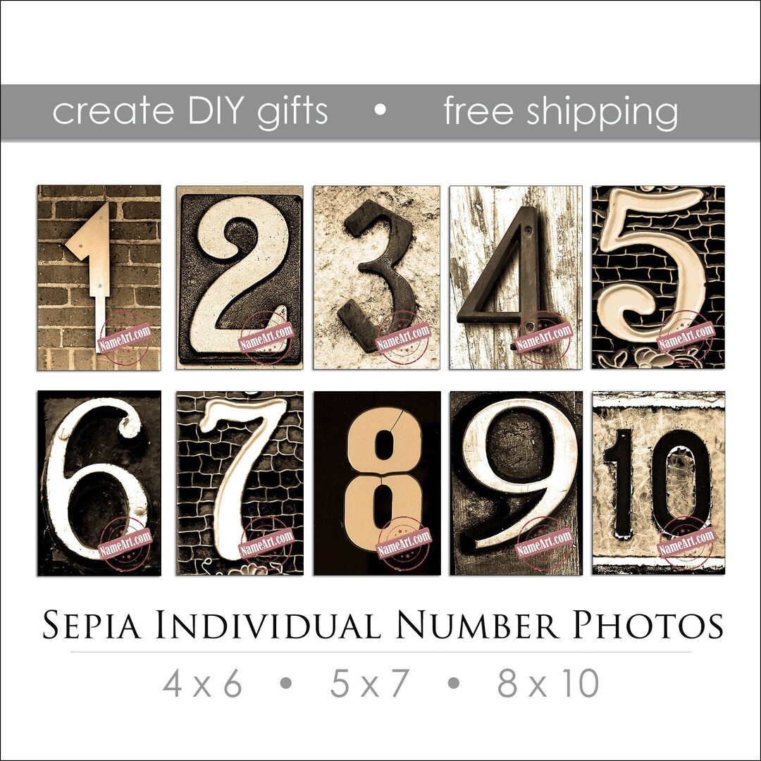 Photos of Numbers for DIY Wall Art. 4x6, 5x7, or 8x10. Create Custom ...