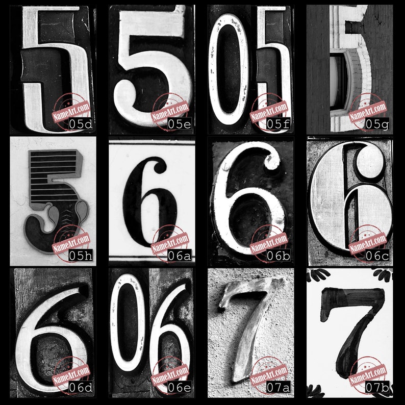 Photos of Numbers for DIY Wall Art. 4x6, 5x7, or 8x10. Create Custom ...