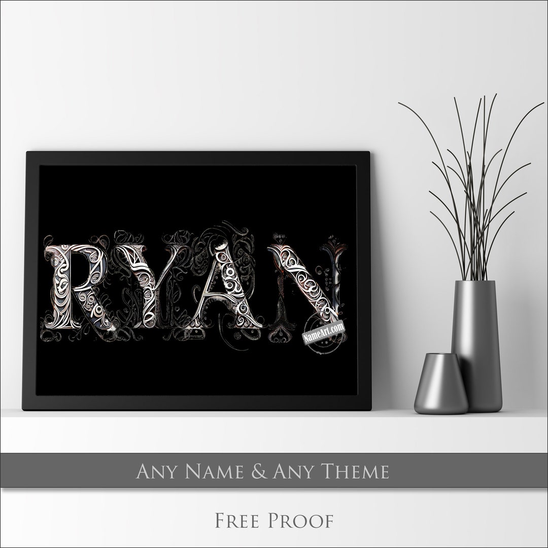 Ryan Personalized Name Art. Custom Gifts. Framed or Unframed 8x10 Print ...