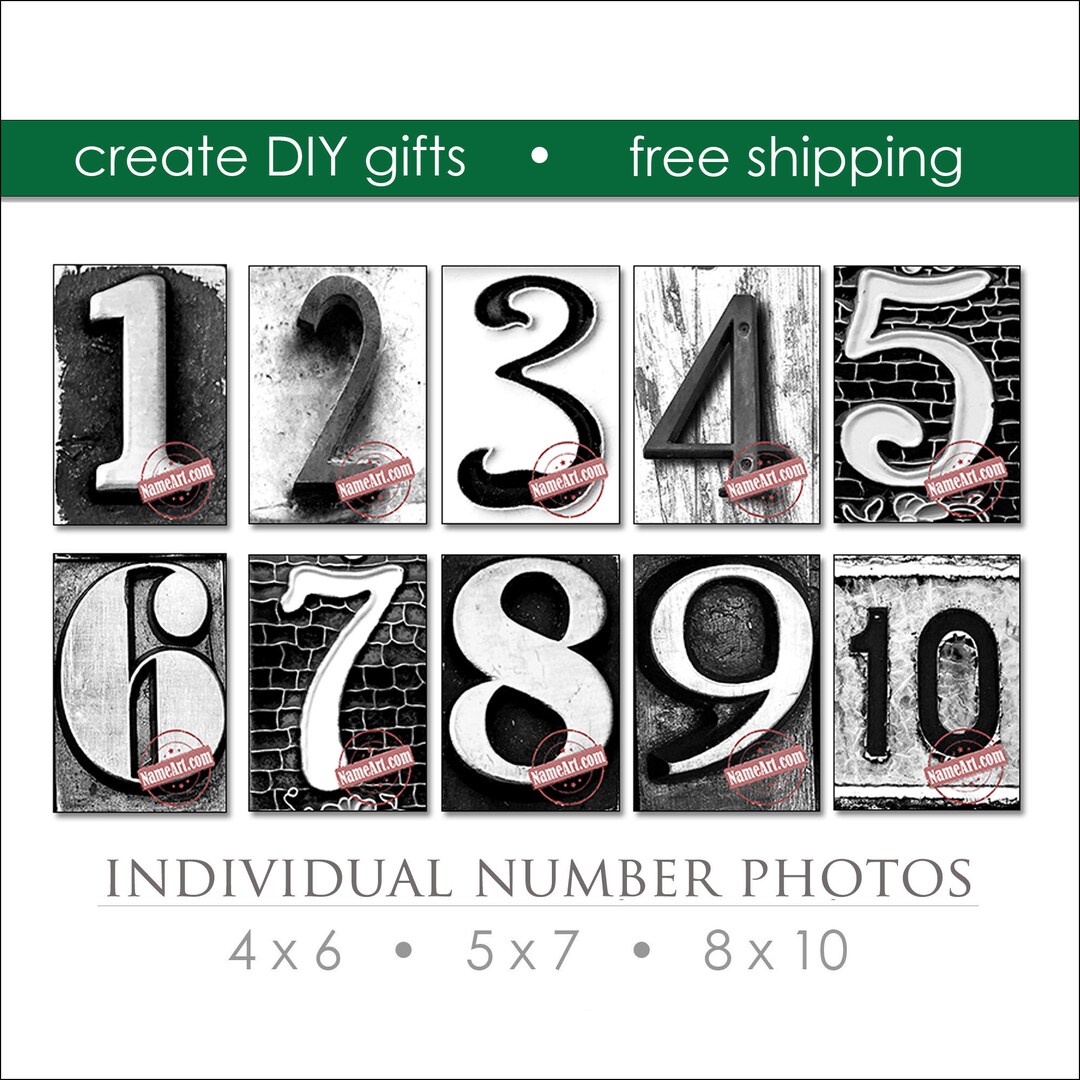 Photos of Numbers for DIY Wall Art. 4x6, 5x7, or 8x10. Create Custom ...