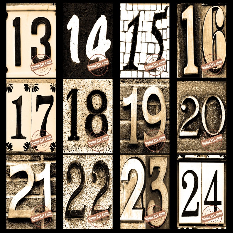 Number Photos Digital Download Printables for DIY Custom Date Wall Art ...