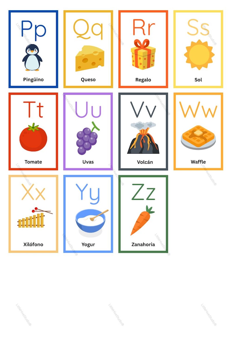 Spanish Alphabet Flashcards for Kids | ABC Learning Cards (digital ...
