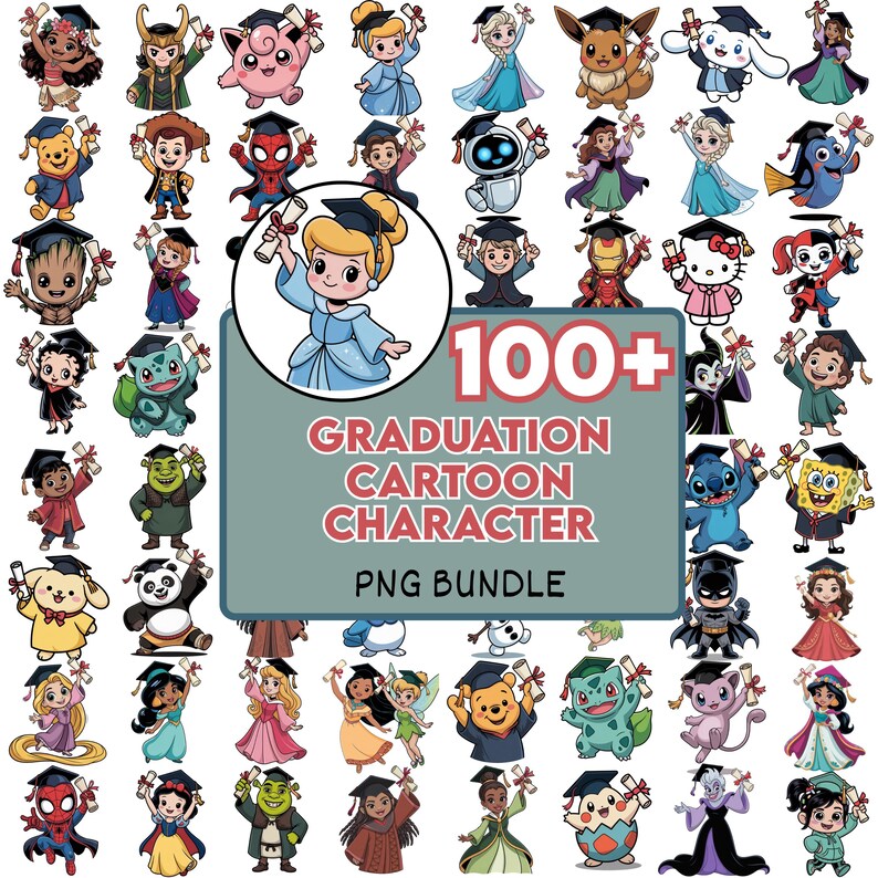 Graduation Cartoon Characters PNG Clipart Bundle - Etsy