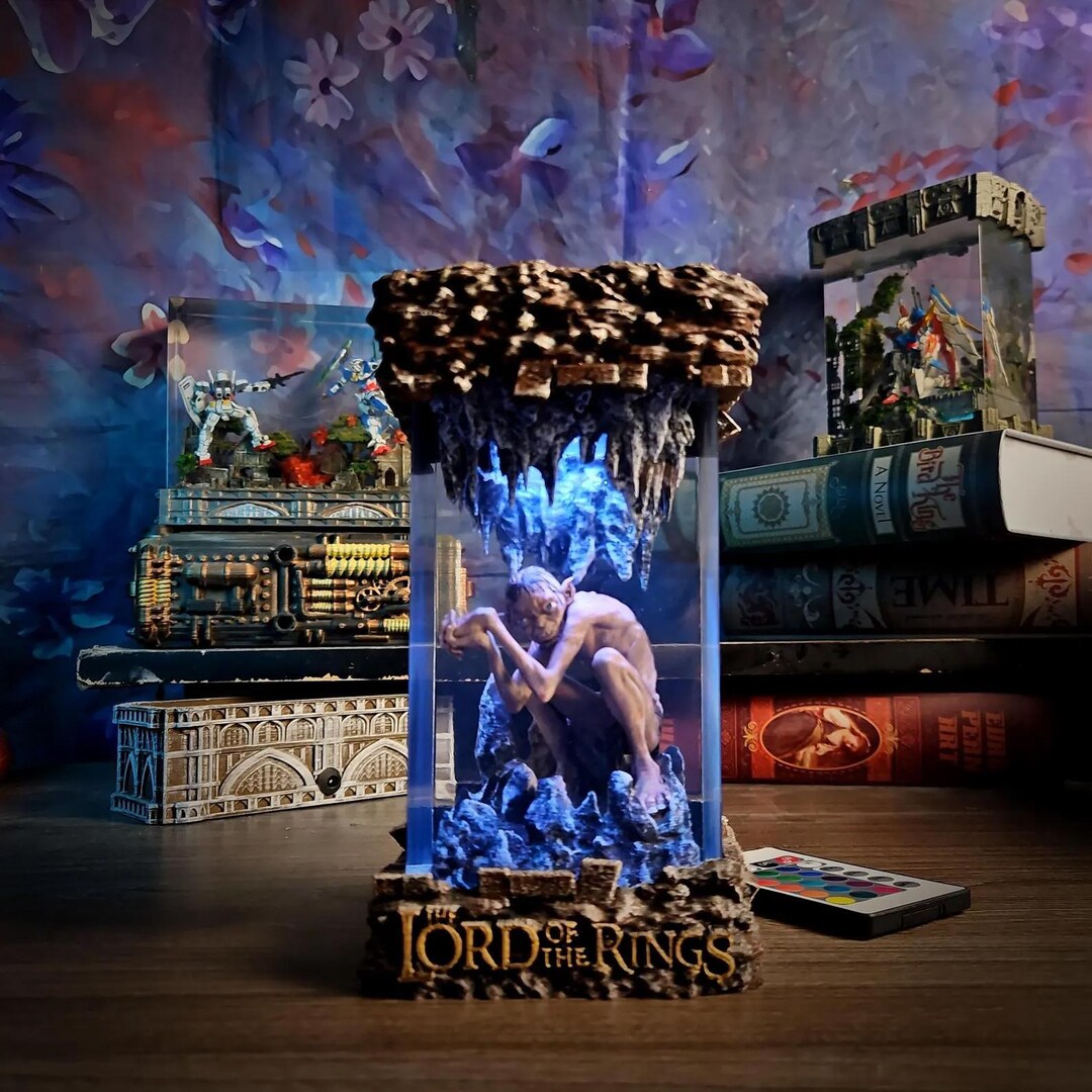 Gollum Resin Lamp, Lord of the Rings LED Night Light, Handmade Cave ...
