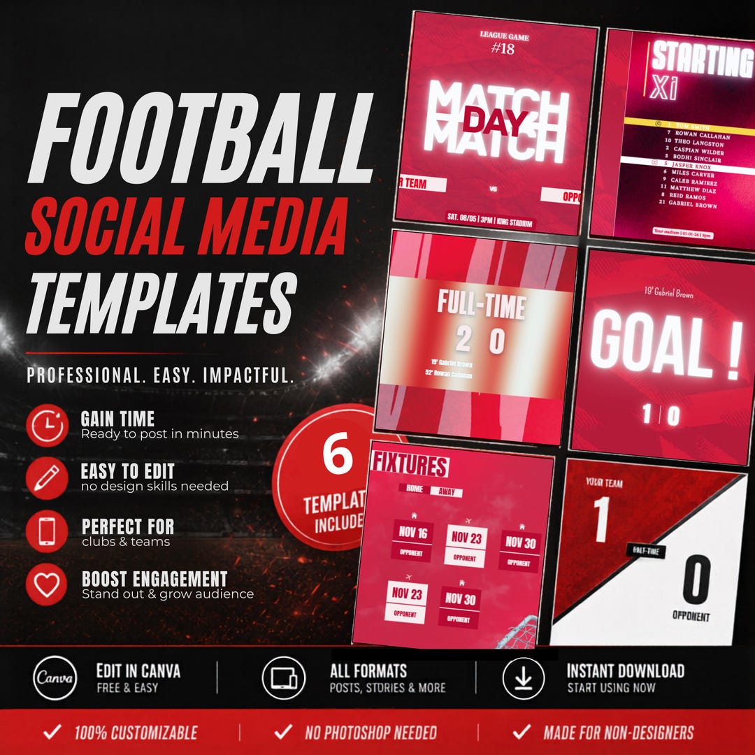 Social Media Template | Canva Editable | Very Easy to Modify | Red ...