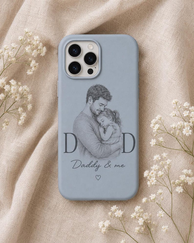 Father Child Portrait Case, Personalized Daddy Gift Phone Cover - Etsy