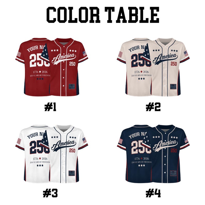 Personalized America 250th Anniversary Jersey, Custom Name Number ...