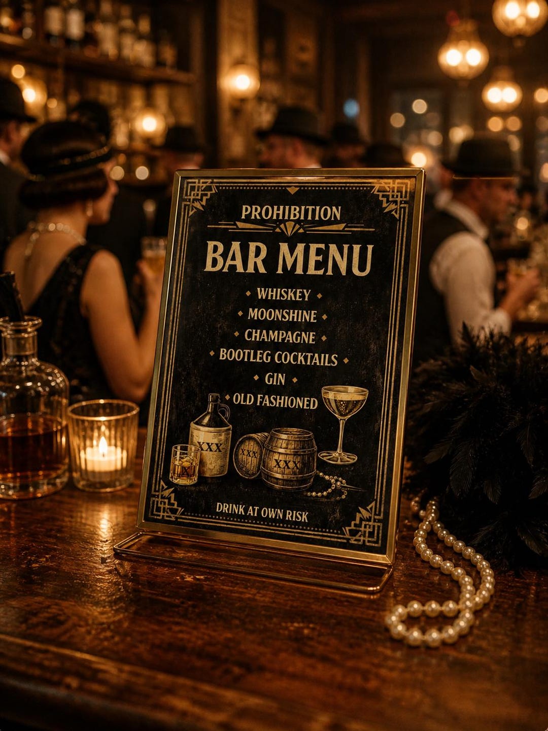 1920s Prohibition Bar Menu Printable, Speakeasy Cocktail Sign, Gatsby ...