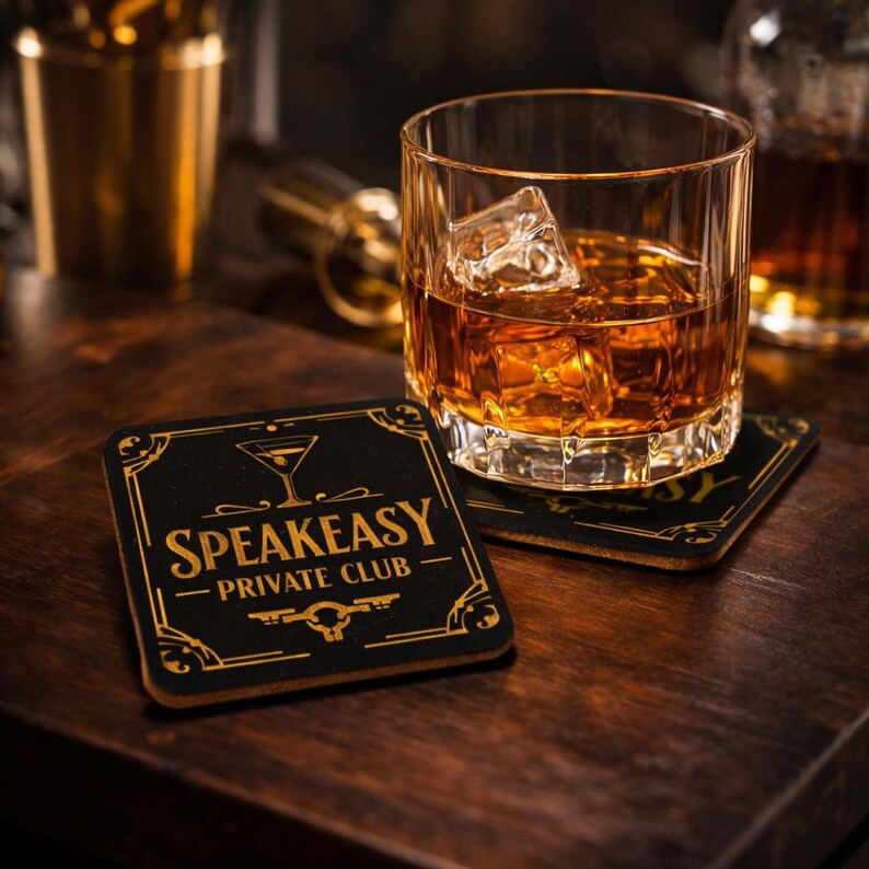 Speakeasy Coaster 1920s Gatsby Decor – Art Deco Bar Coaster – Vintage ...