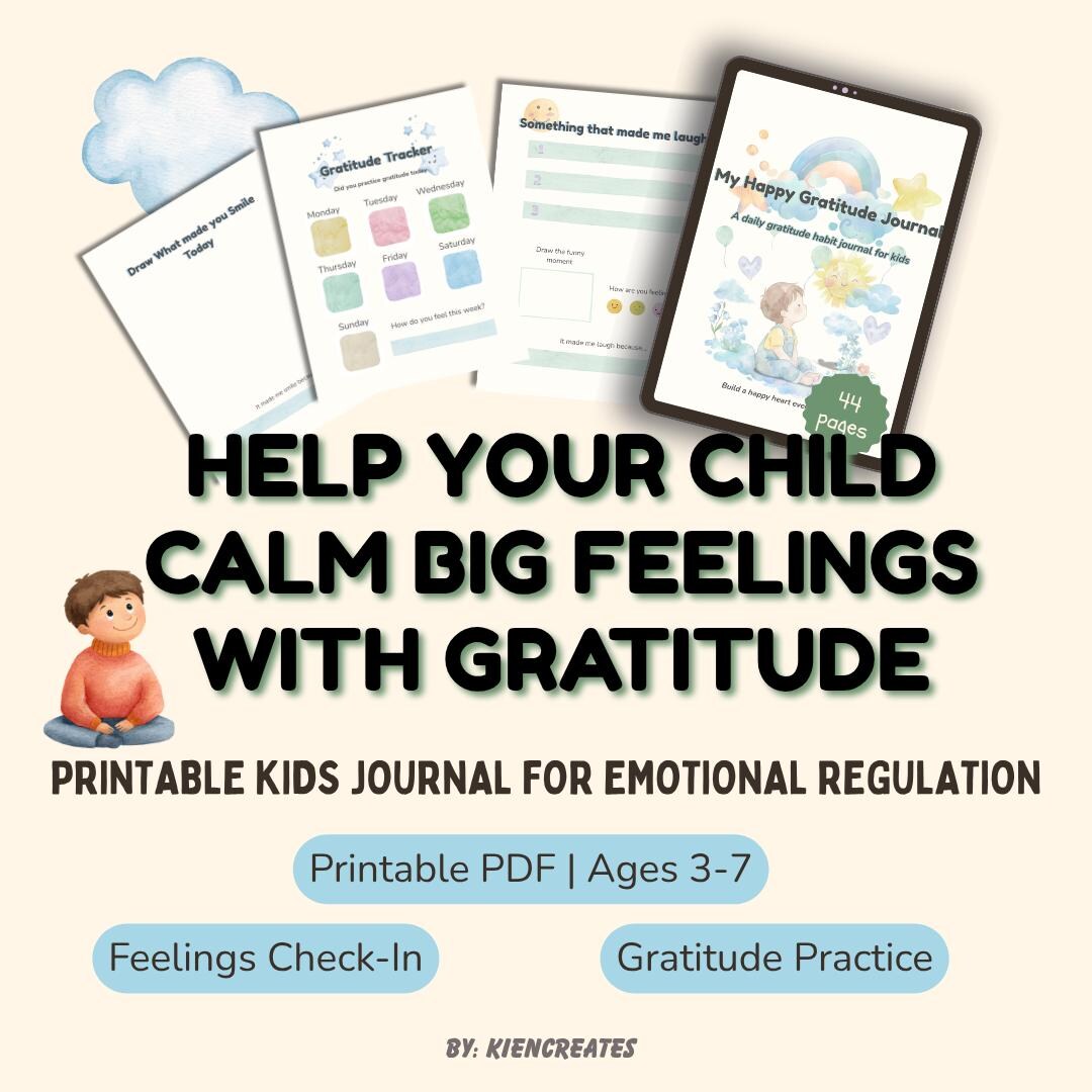 Kids Gratitude Journal Printable for Emotional Regulation | Feelings ...