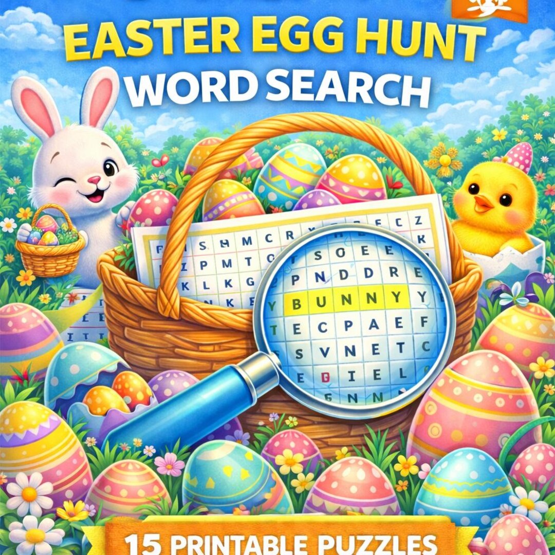 Easter Egg Hunt Word Search Printable Puzzle Game Fun Kids Ages 6–10 - Etsy