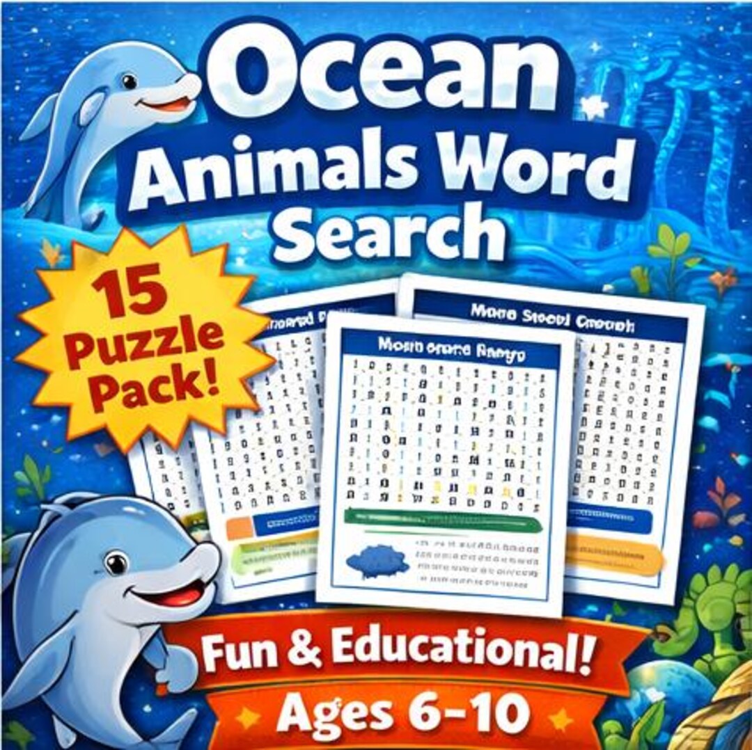 Ocean Animals Word Search Printable for Kids Ages 6–10 | Sea Life ...