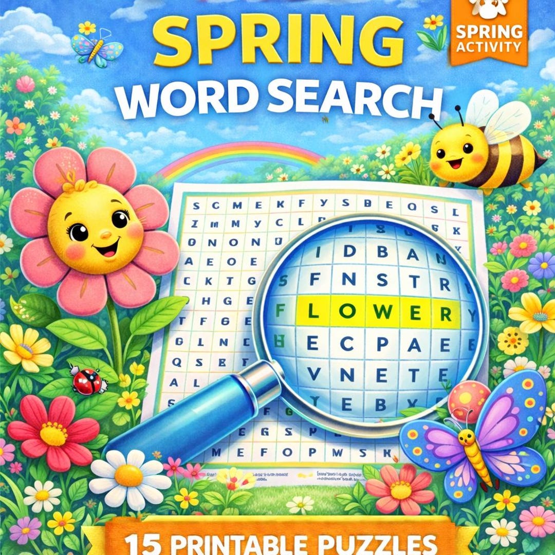 Spring Word Search Printable Puzzle for Kids Flowers Bees Activity Pack ...
