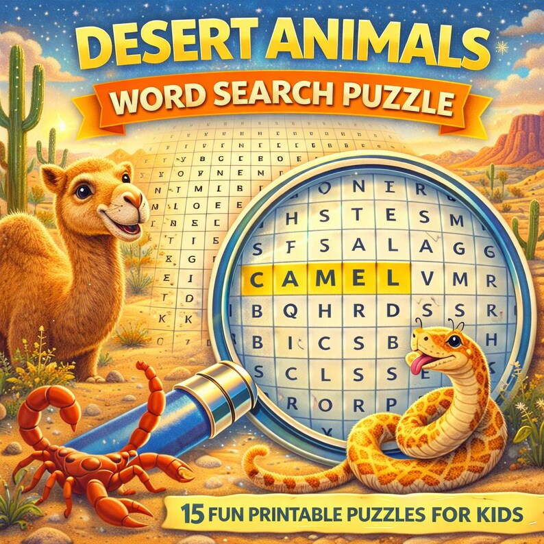 Desert Animals Word Search Printable – Kids Wildlife Activity (digital ...