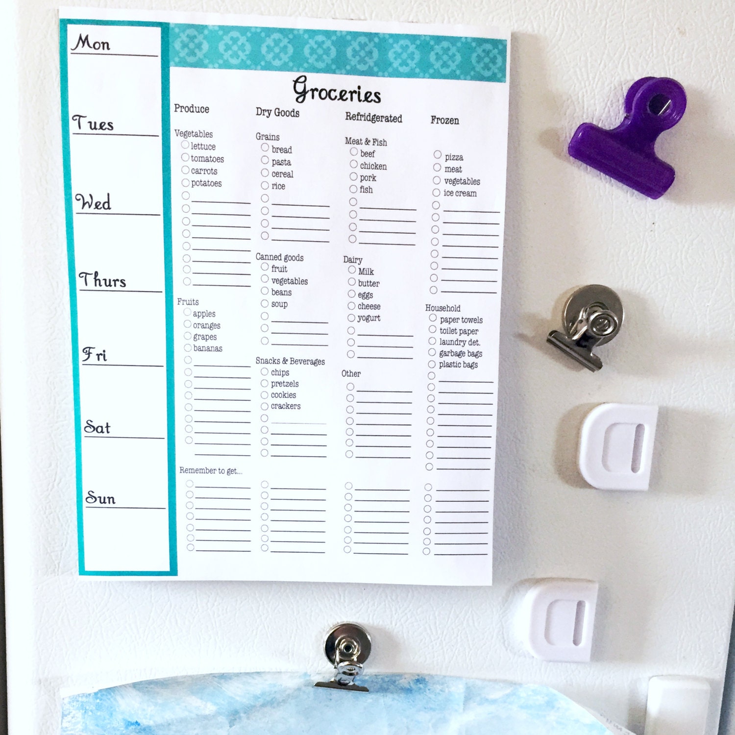 Modern Grocery List Magnetic Notepad and Menu Planner 52 Week Menu ...