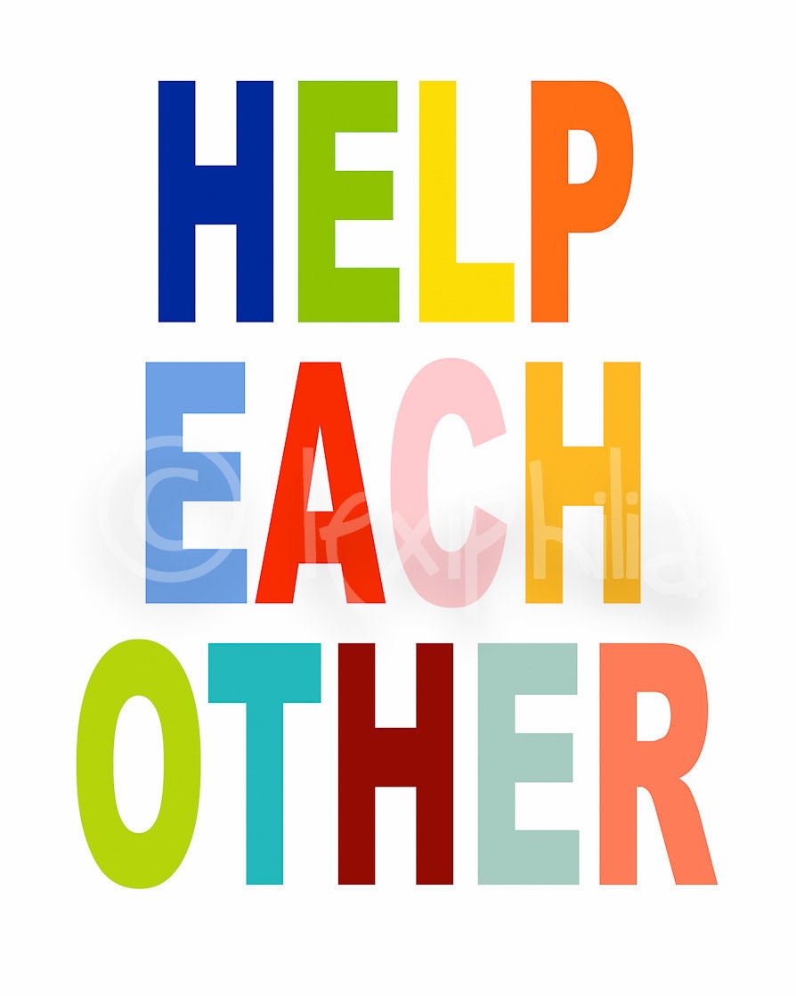 Printable Modern Kid Print - Help Each Other - Wall Art - Colorful ...