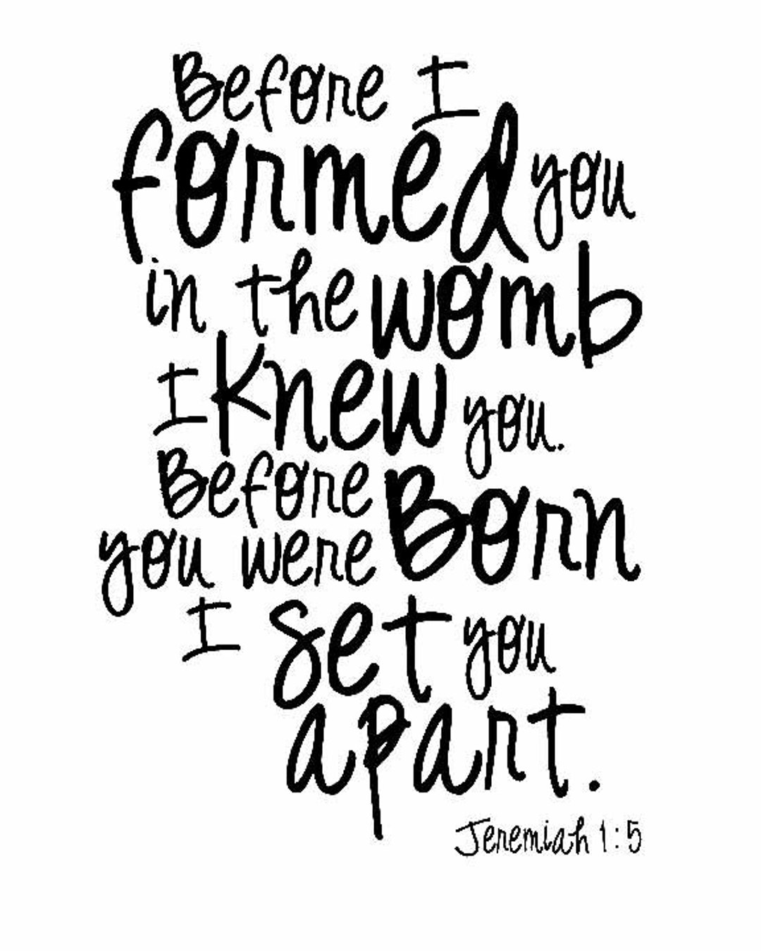 Printable Nursery Art- Before You Were Born I Knew You- Jeremiah 1:5 ...