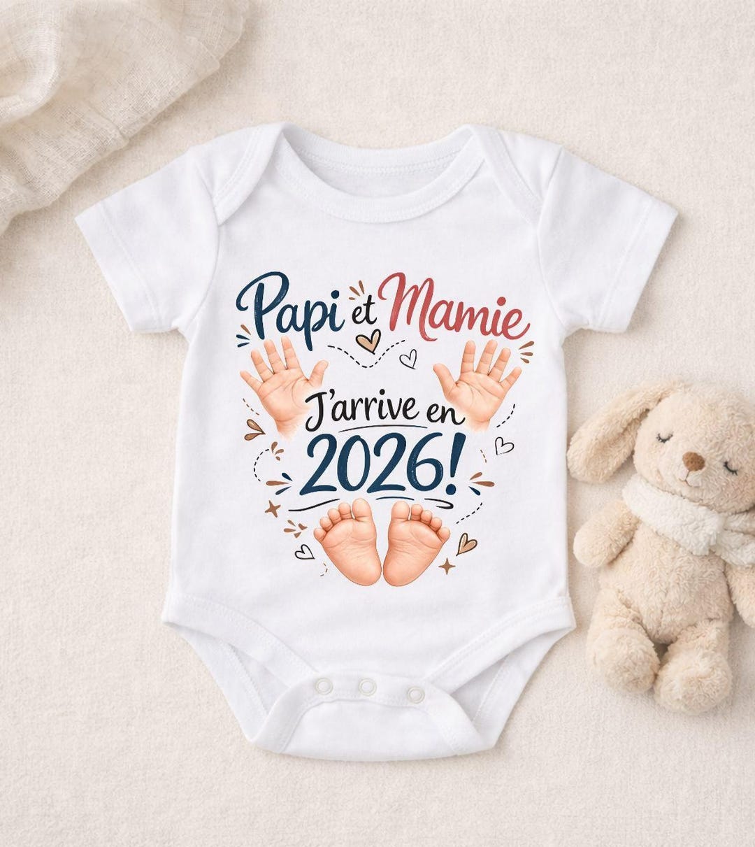 Body Bébé Papi Et Mamie J'arrive En 2026! – Idée Cadeau Baby Shower ...