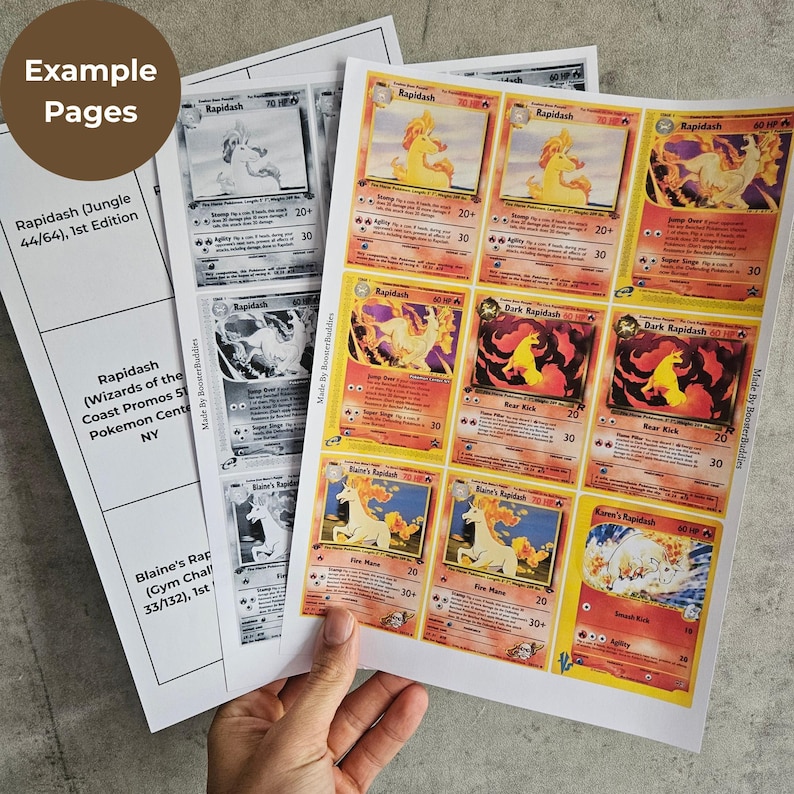 Printable Rapidash (master & Cameo) Set Placeholder Cards + Checklist ...