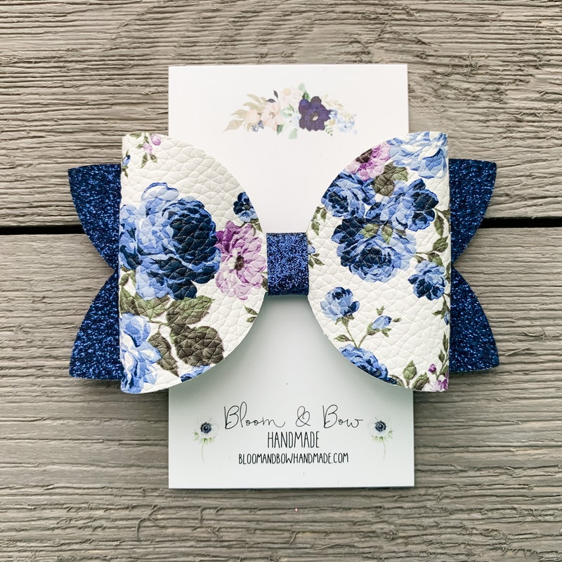 Navy Blue Hair Bow - Etsy