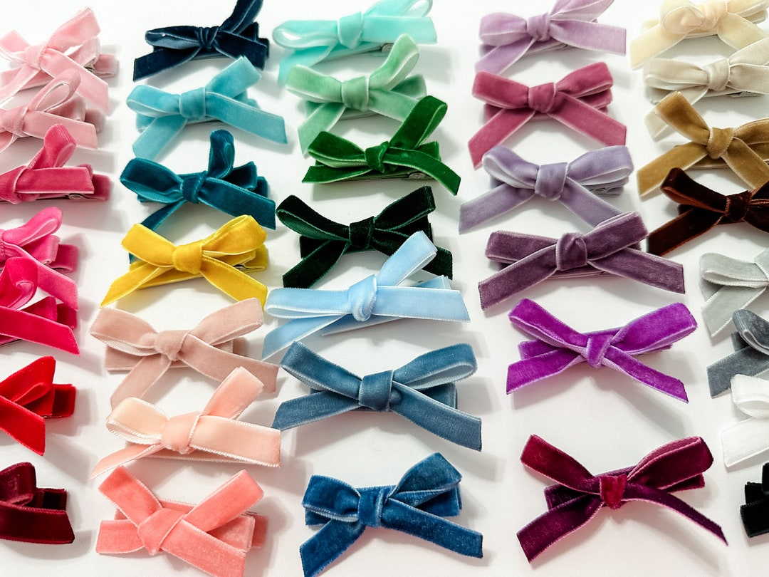 Mini Velvet Hair Bow, Alligator Clip or Headband - Etsy