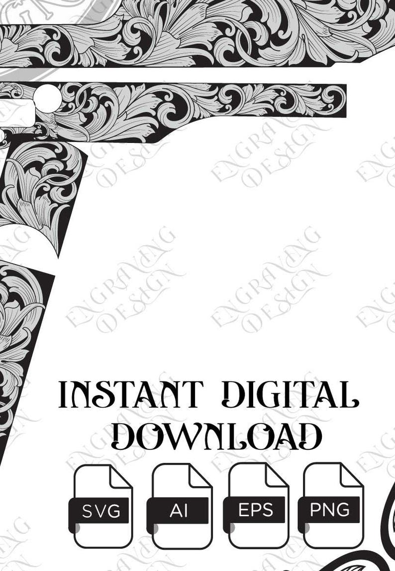Colt Mustang .380 Scroll Engraving Design | Firearm Scrollwork Vector ...