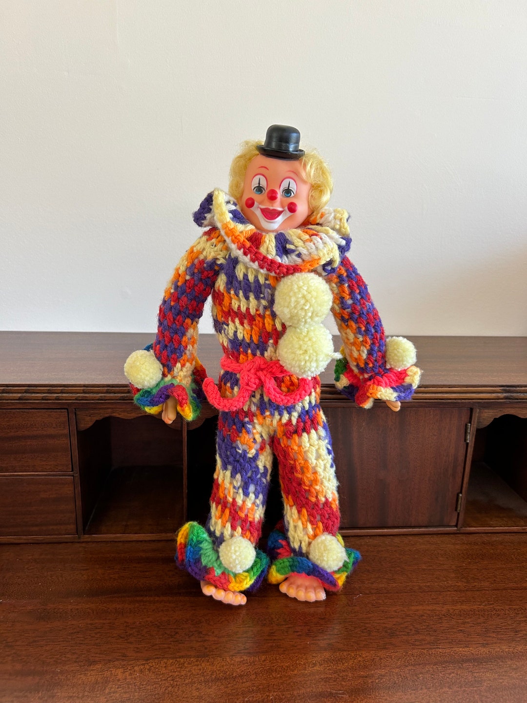 Clown Doll Crochet 14 Vintage 1960s At Velmasvintagetoys Etsy
