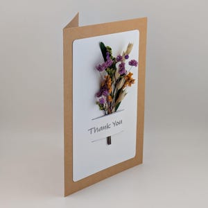 Dried Flower Thank You Card, Handmade Botanical Greeting Card - Etsy