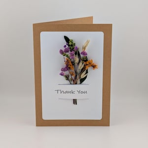 Dried Flower Thank You Card, Handmade Botanical Greeting Card - Etsy