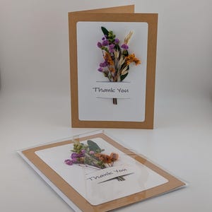 Dried Flower Thank You Card, Handmade Botanical Greeting Card - Etsy