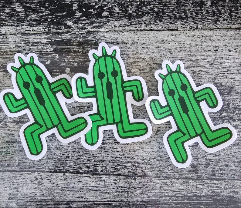 Running Cactus Man 3" Sticker - Etsy