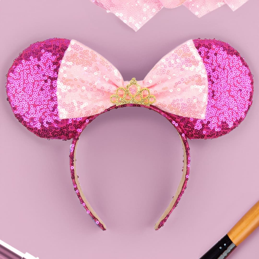 Pink Mouse Ears Minnie Mouse Ears Headband Disney Pink Sequin
