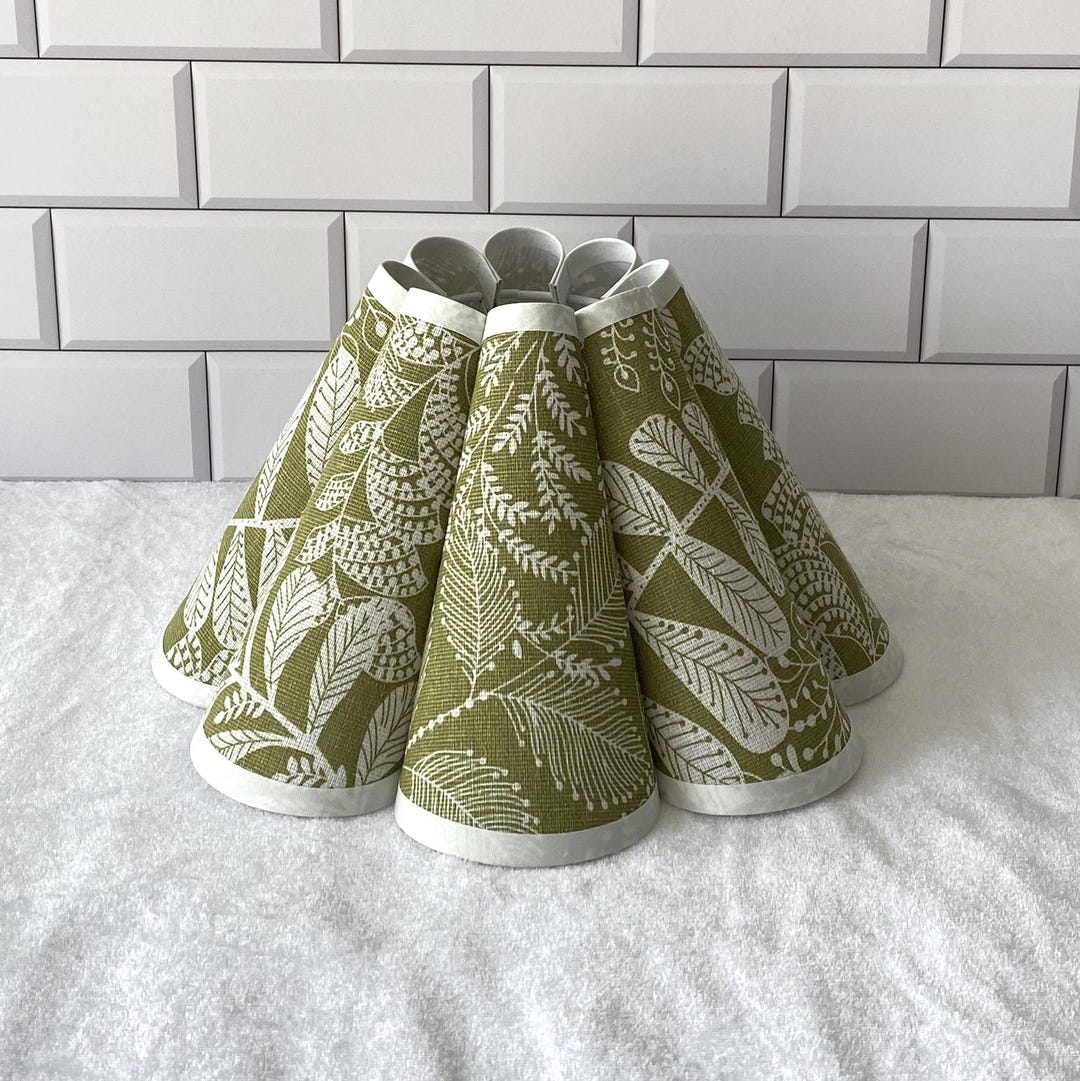 Green Botanical Pleated Fabric Lampshade | Cottage Style Table Lamp ...