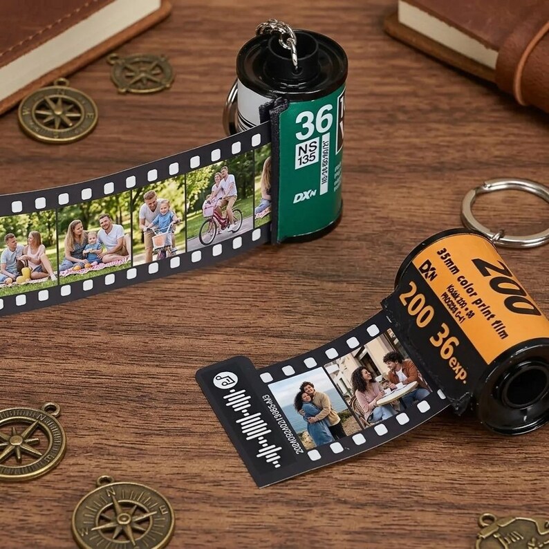 Personalized Film Roll Keychain, Custom Photo Camera Reel Keyring ...