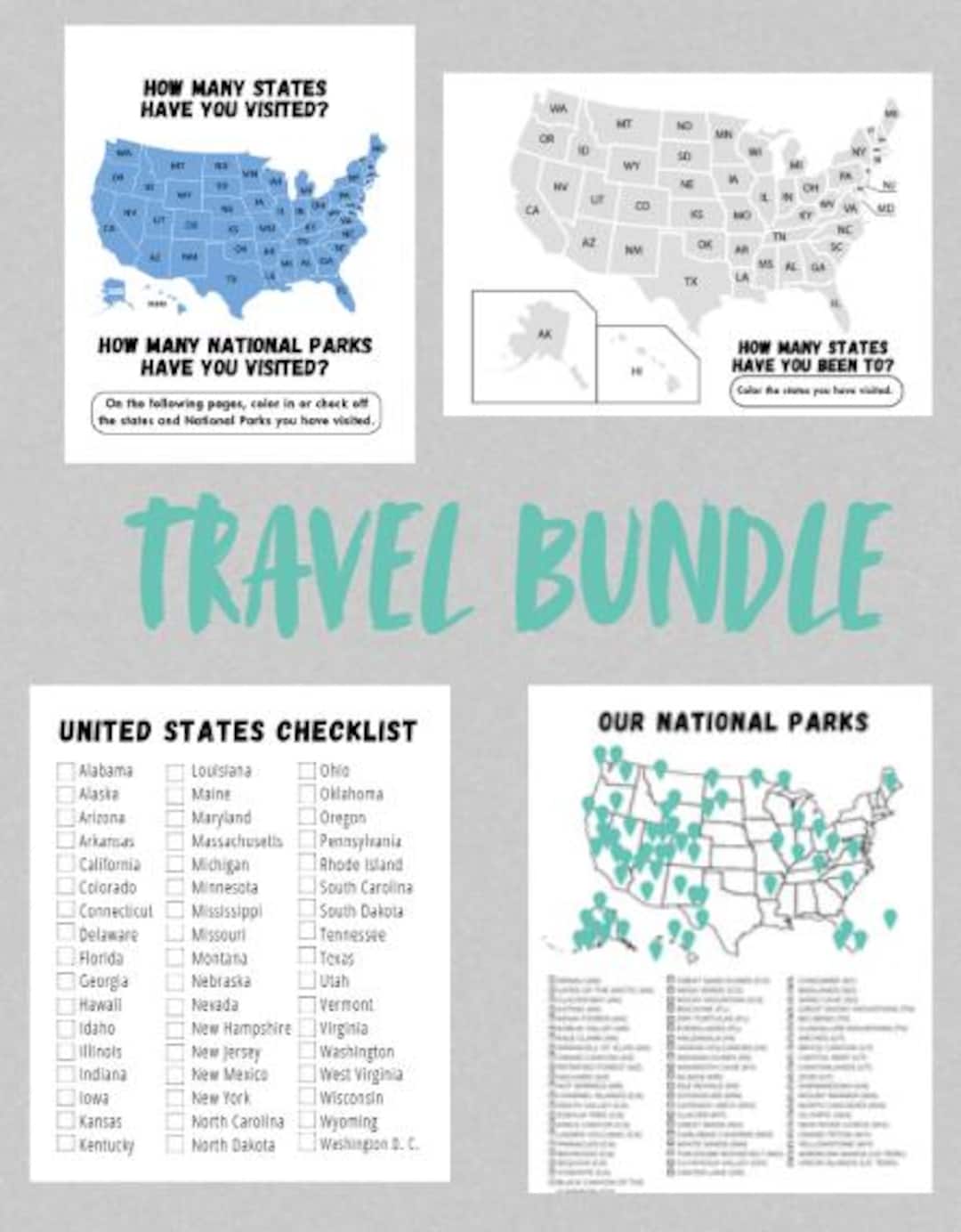 United States National Park Checklist BUNDLE, Keep Track of How Many ...