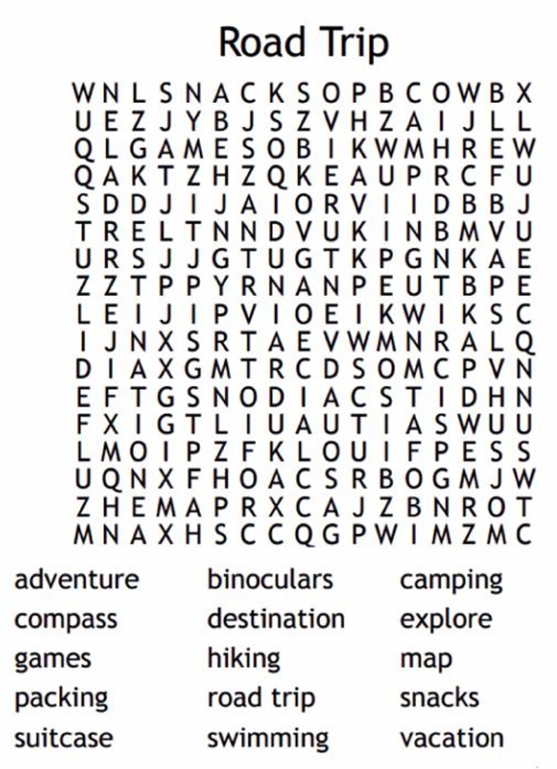 Travel Themed Printable Words Games, Printable Words Games for Travel ...