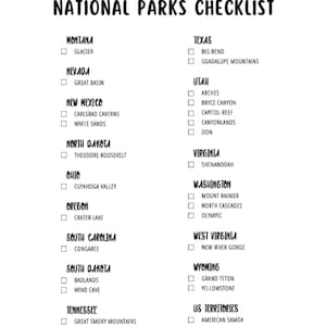 US National Parks Printable Checklist | US Bucketlist | Keep Track of ...