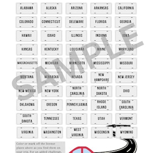 License Plate Game, PRINTABLE Digital Download, Travel Game for Kids ...