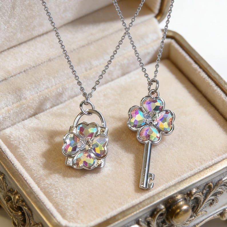 Shugo Chara Amu Lock & Key Four-leaf Clover Clavicle Necklace, Anime ...