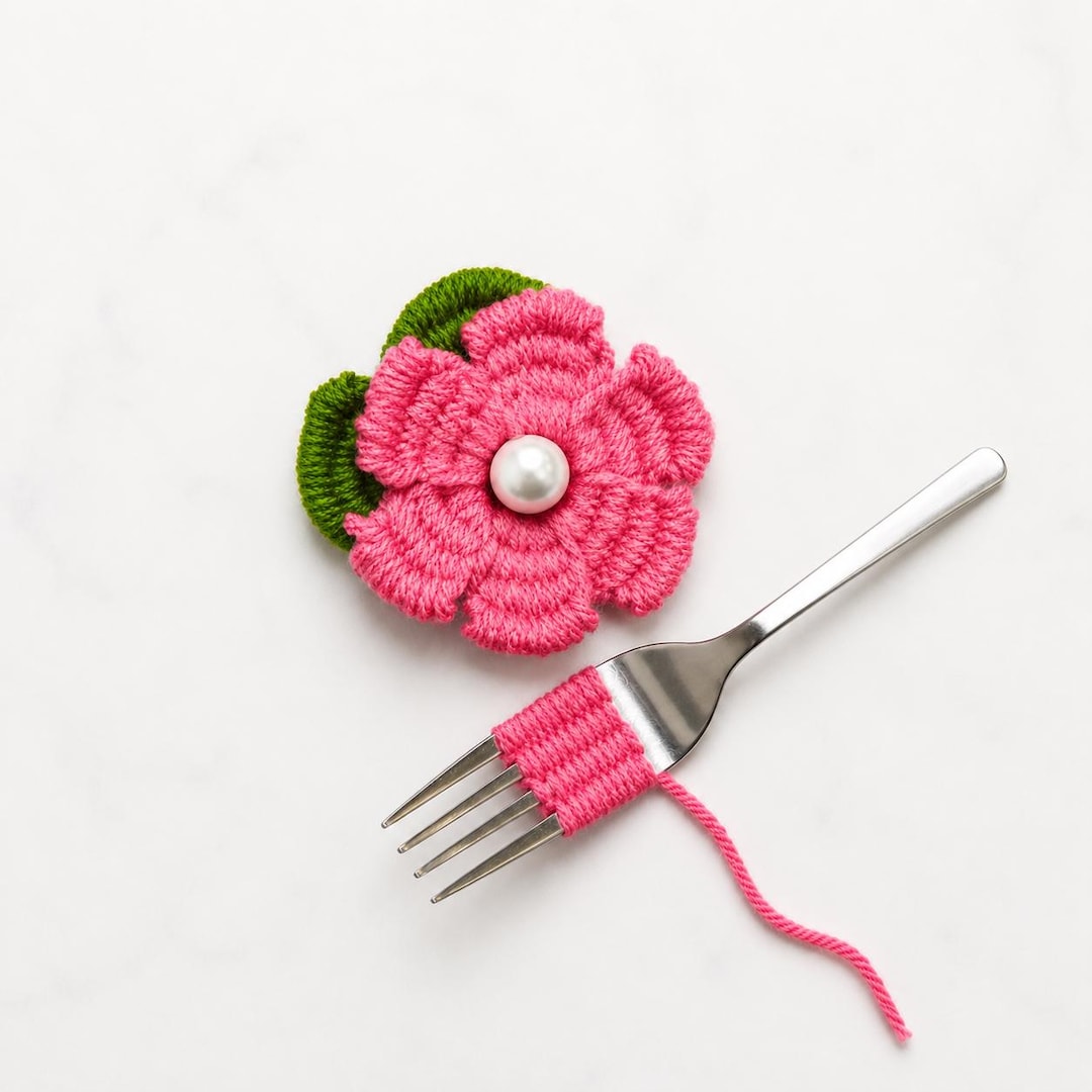 Fork Yarn Flower Crochet Pattern | Easy Floral Craft Tutorial (digital ...
